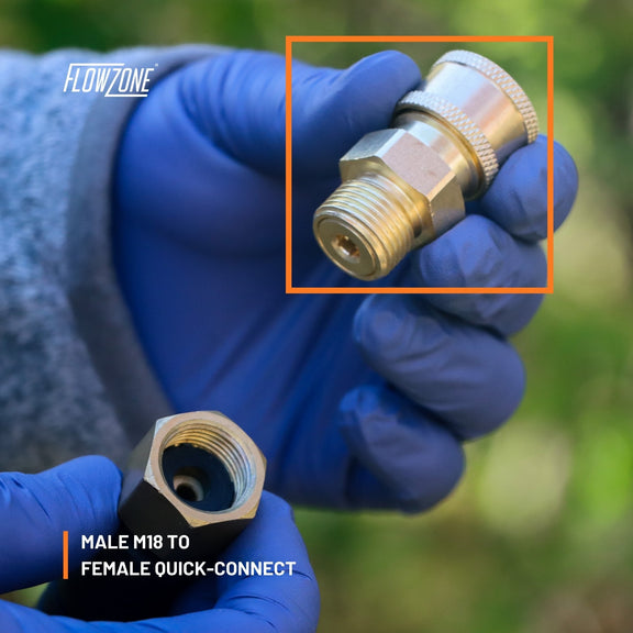 Threaded M18 to Quick-Connect Brass Connector Adapter Kit | FlowZone®
